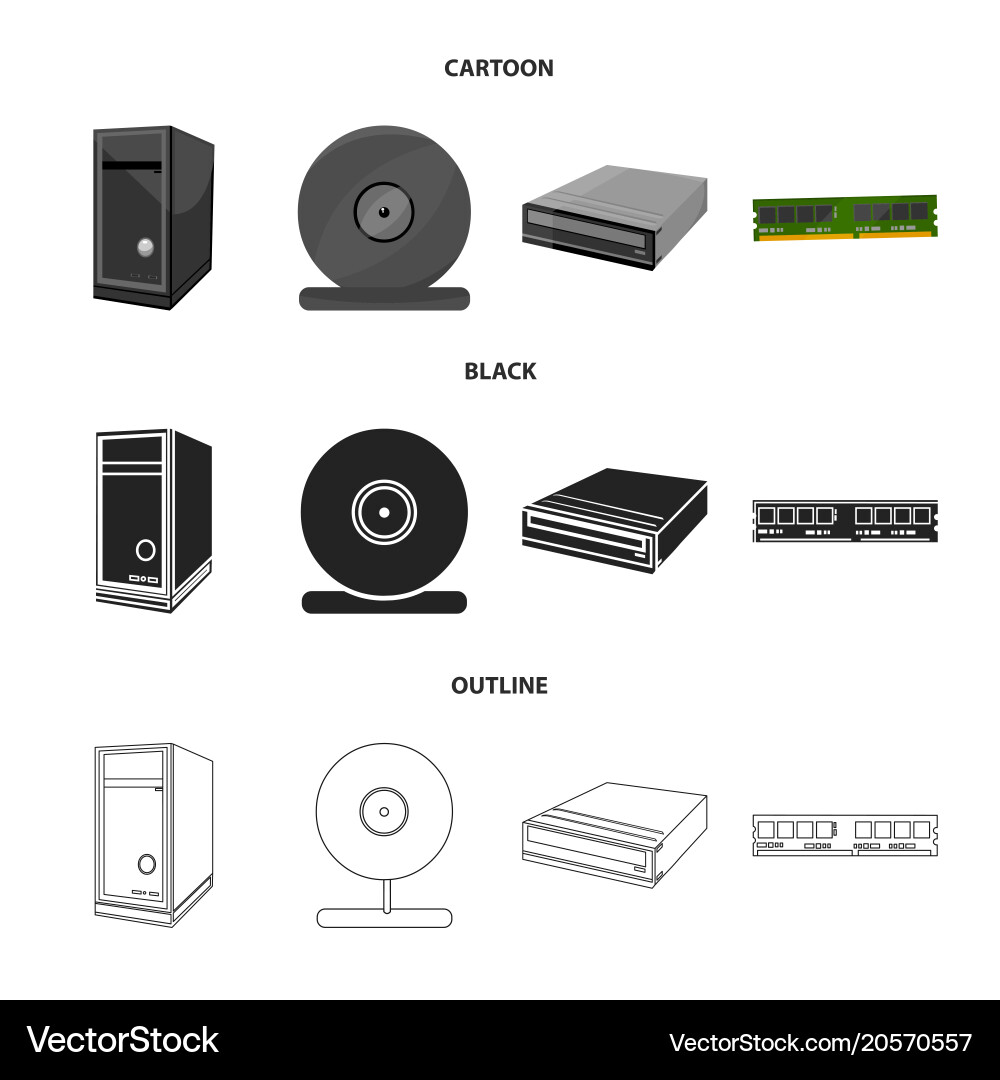 System unit memory card and other equipment Vector Image