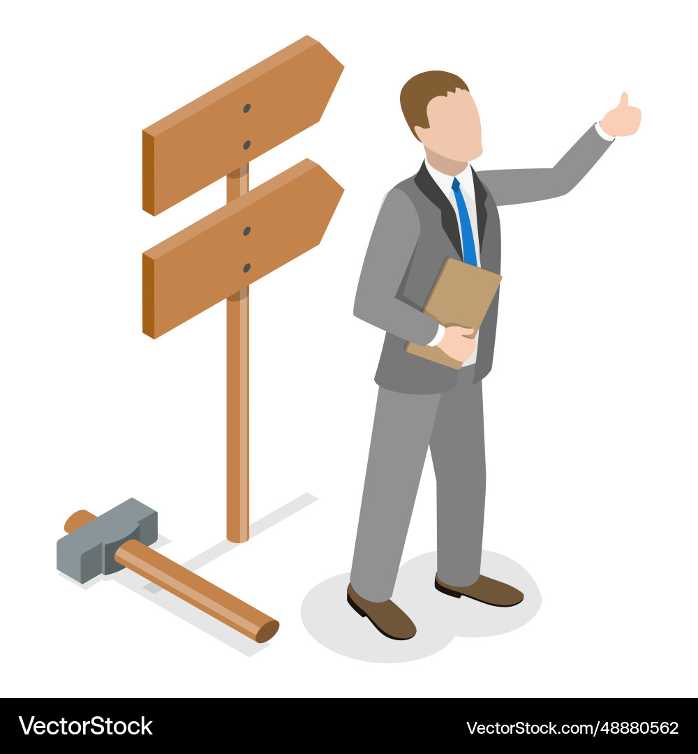 3d isometric flat of company Royalty Free Vector Image
