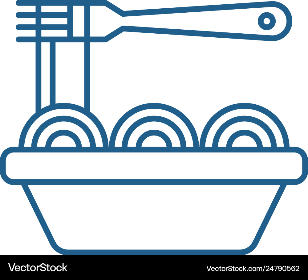 Asian noodles line icon concept Royalty Free Vector Image