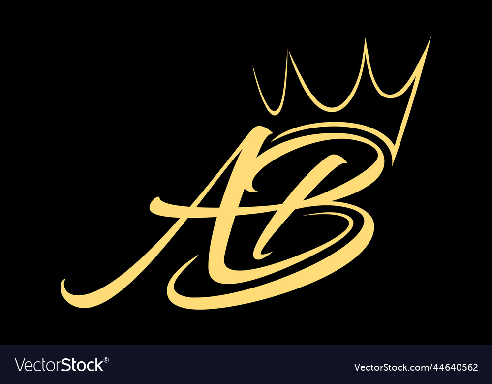 Crown monogram logo initial ab Royalty Free Vector Image
