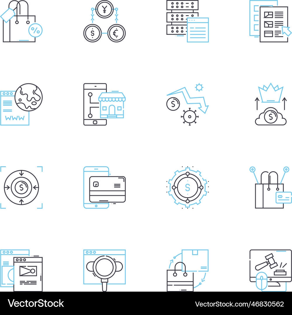 Exchange items linear icons set swap trade Vector Image