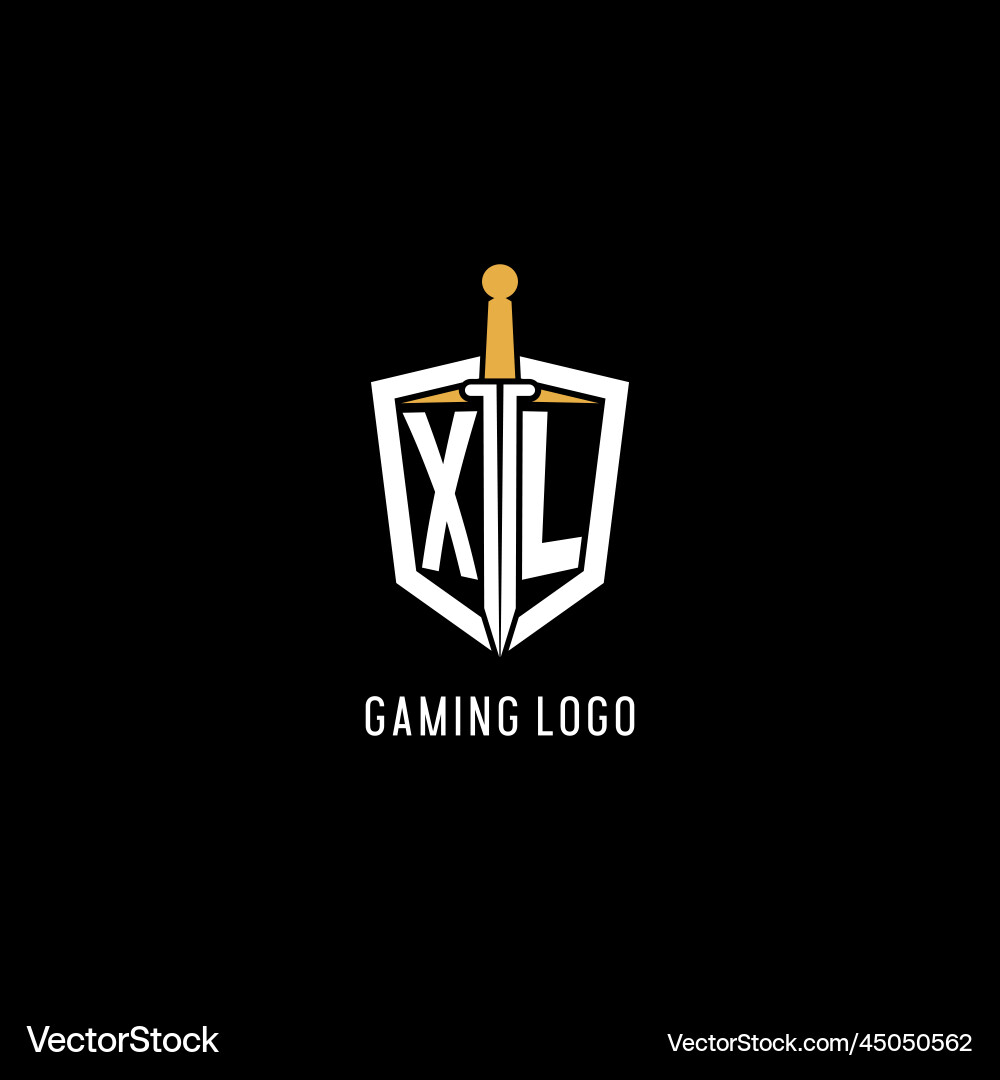 Letter xl logo with shield and sword design Vector Image