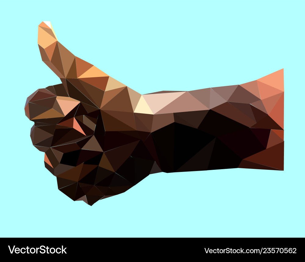 Low poly stain hands showing thumbs up with black Vector Image
