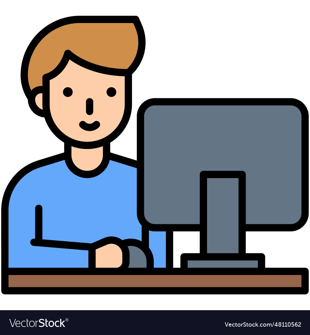 Man using computrer icon an avatar Royalty Free Vector Image
