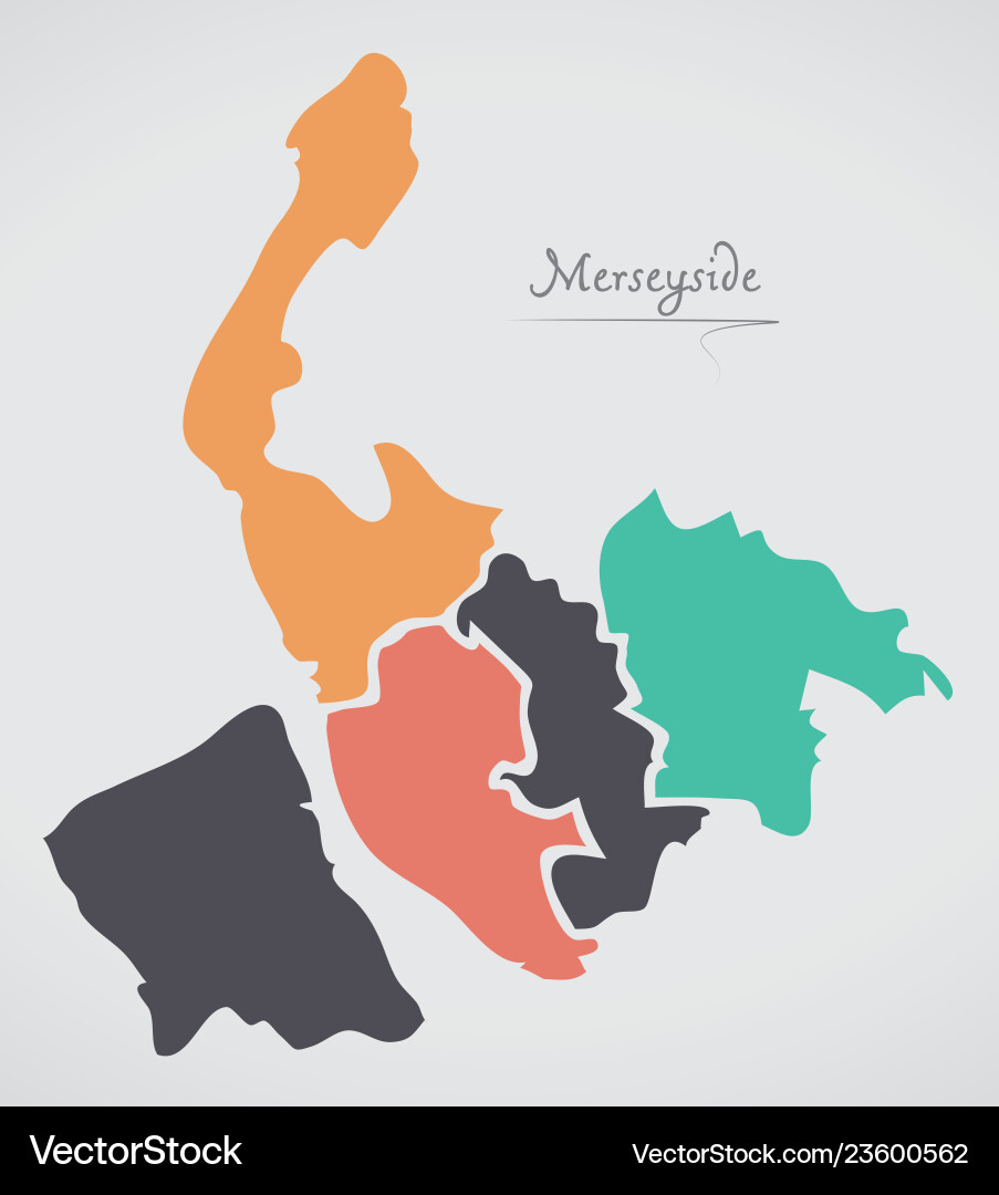 Merseyside england map with states and modern Vector Image