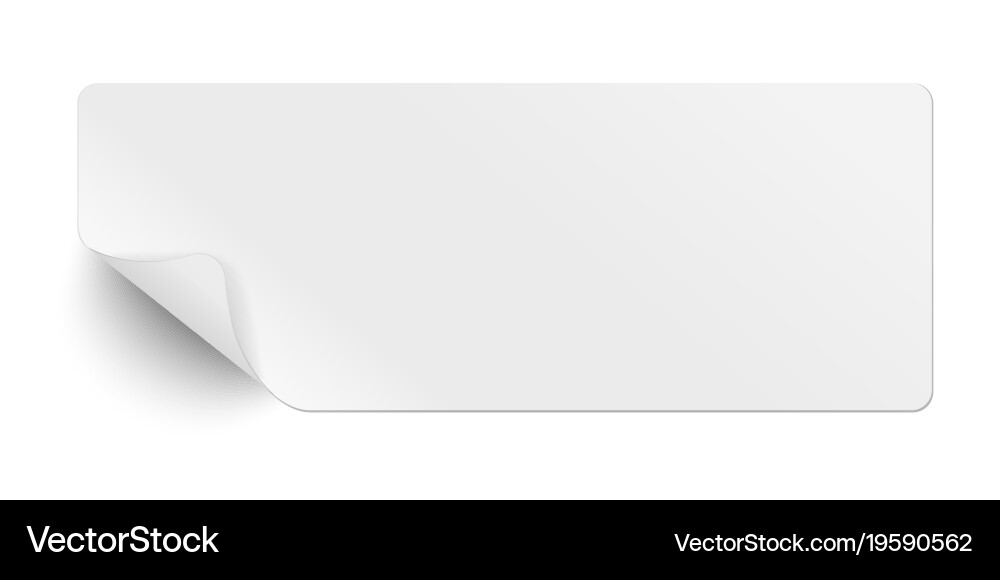 Oblong white sticky paper with curled corner Vector Image