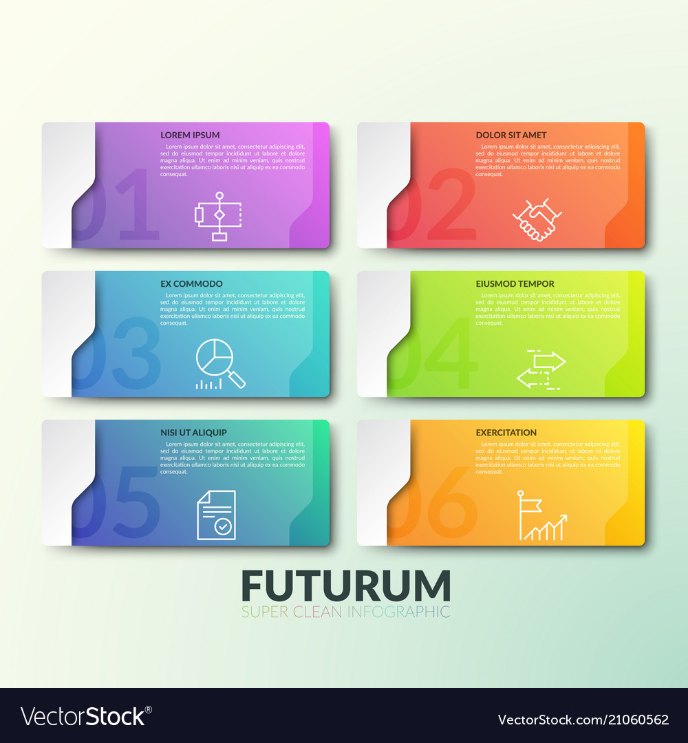 Six gradient colored rectangular elements Vector Image