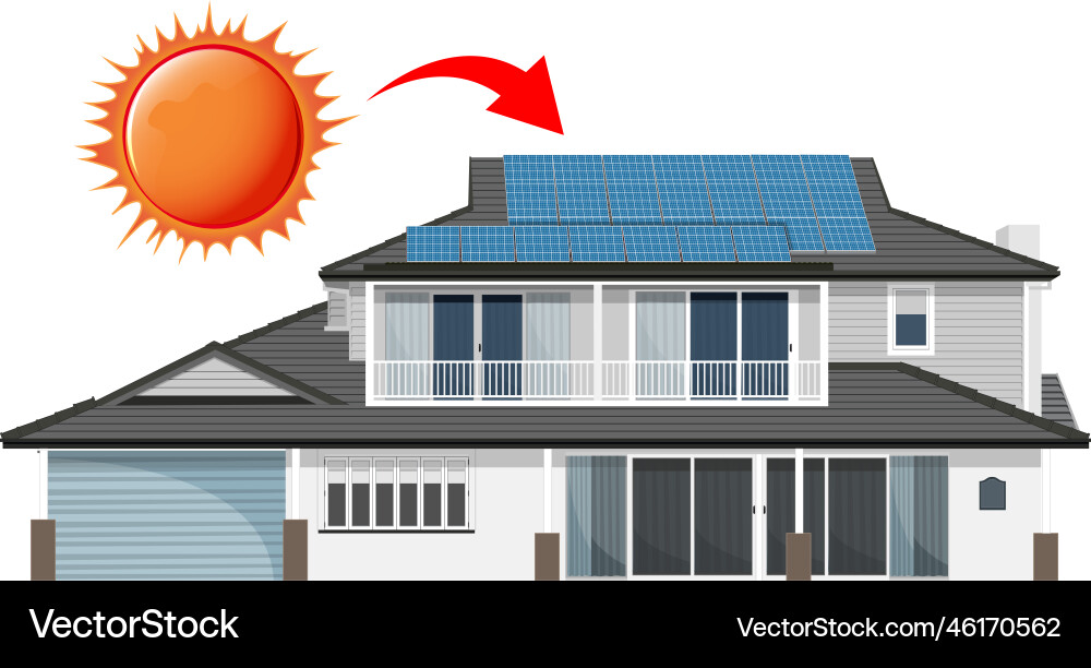 Solar energy with house and cell Royalty Free Vector Image