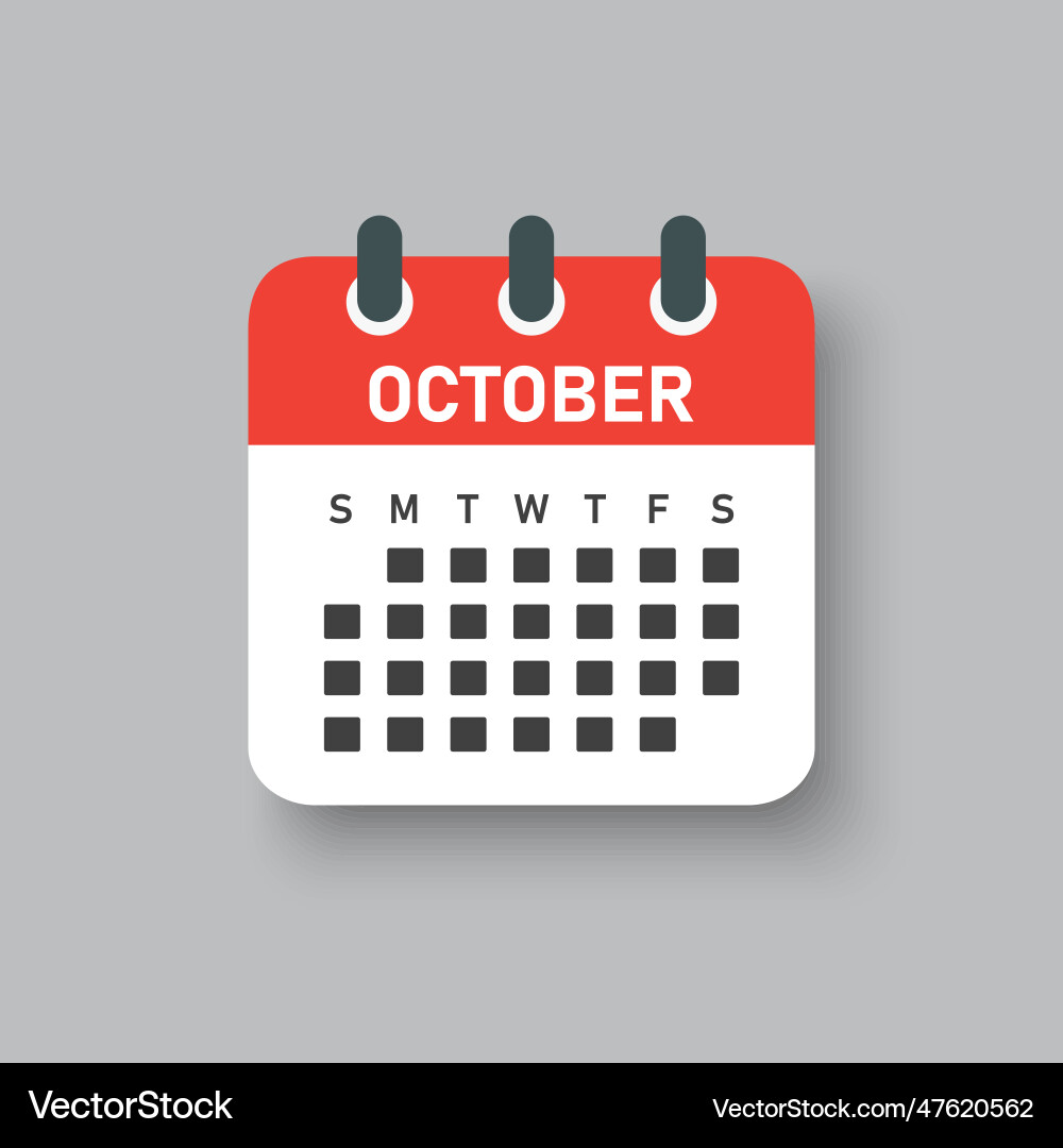 Template icon page calendar month october Vector Image