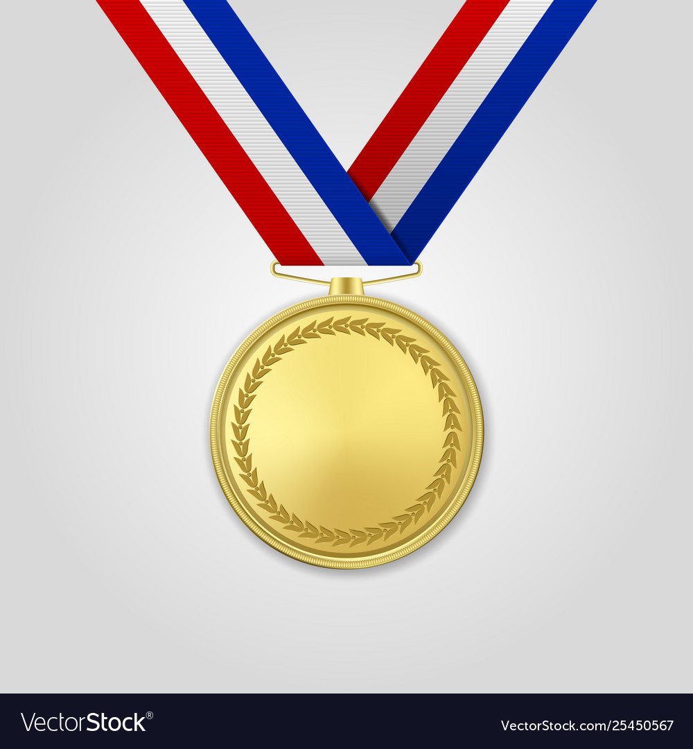 3d realistic gold award medal with color Vector Image
