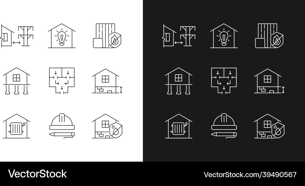 Building safety regulations linear icons set Vector Image