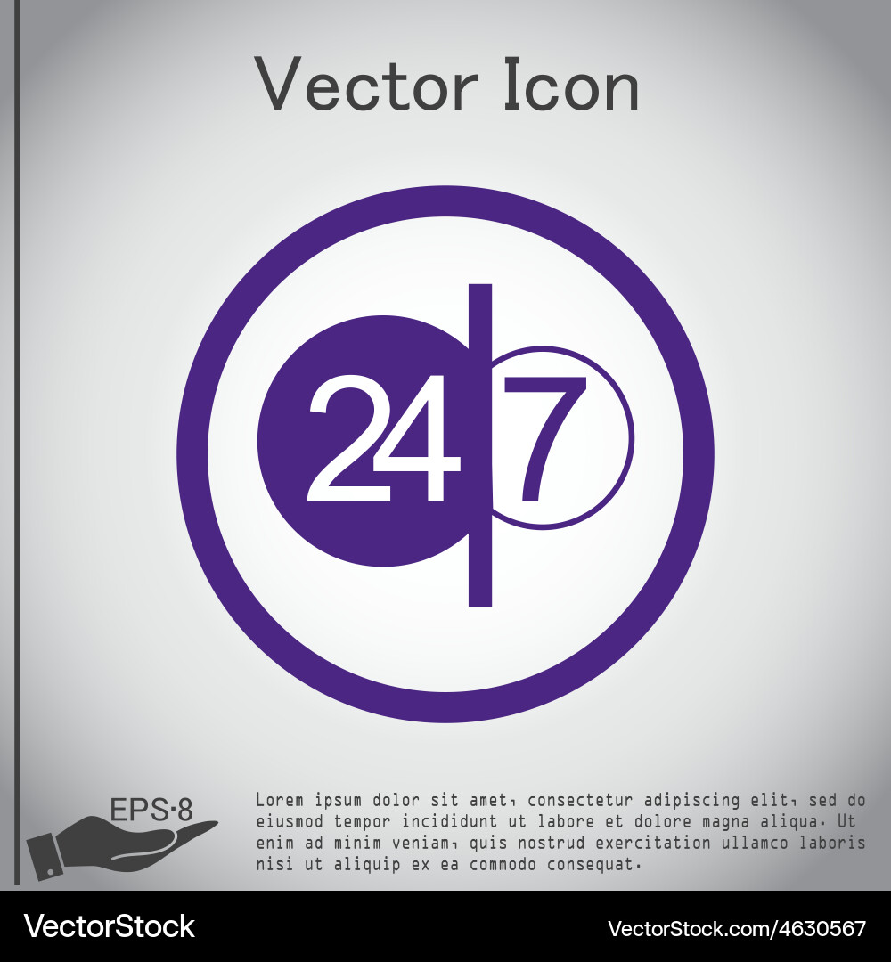 Character 24 7 open 24 hours a day and 7 days Vector Image