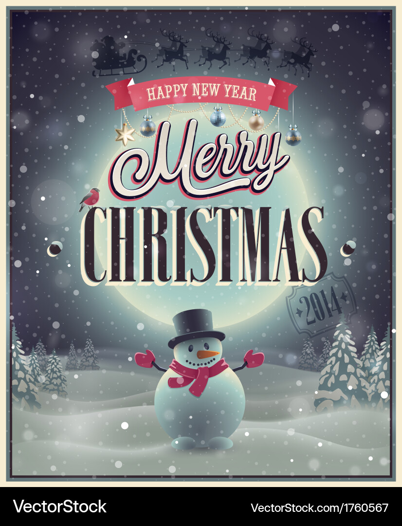 Christmas poster with snowman Royalty Free Vector Image