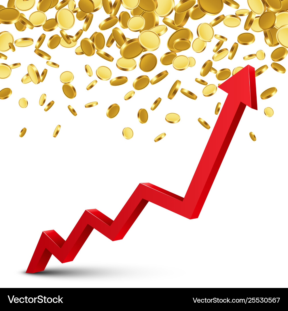Finance growth chart arrow with gold coins Vector Image