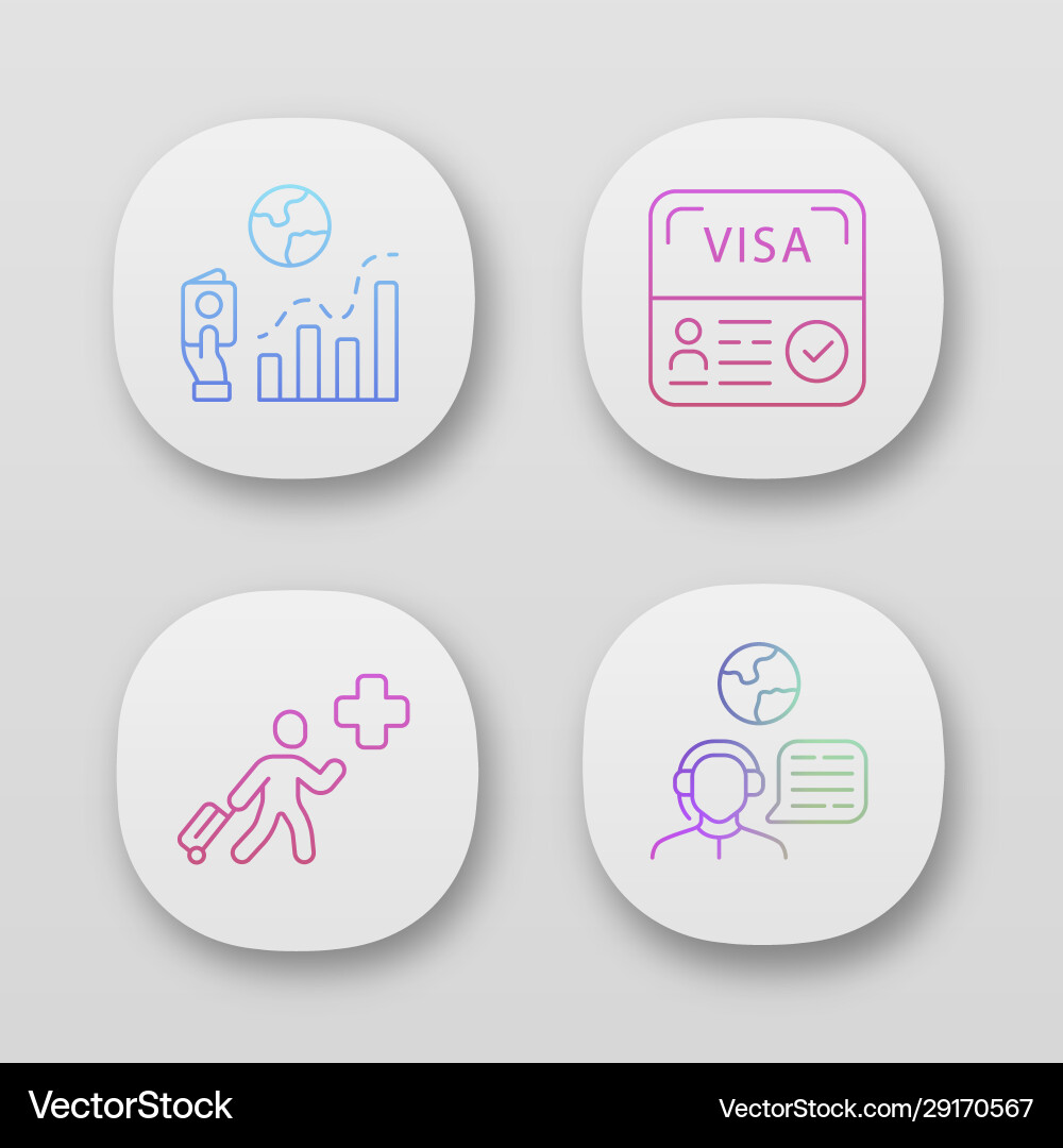 Immigration app icons set migration rate start up Vector Image