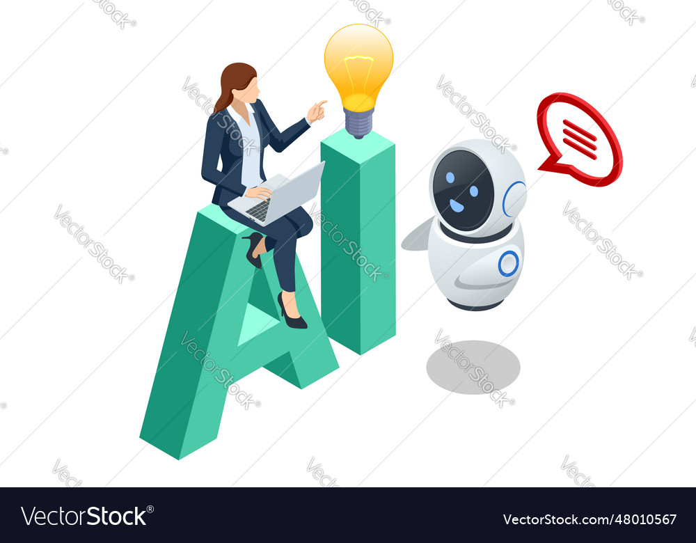 Isometric artificial intelligence knowledge Vector Image