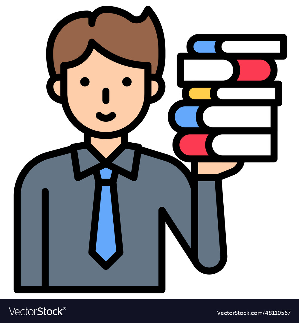 Male teacher carrying books icon an avatar Vector Image