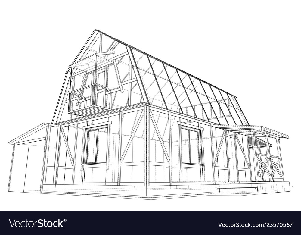 Private House Sketch Rendering Of 3d Royalty Free Vector