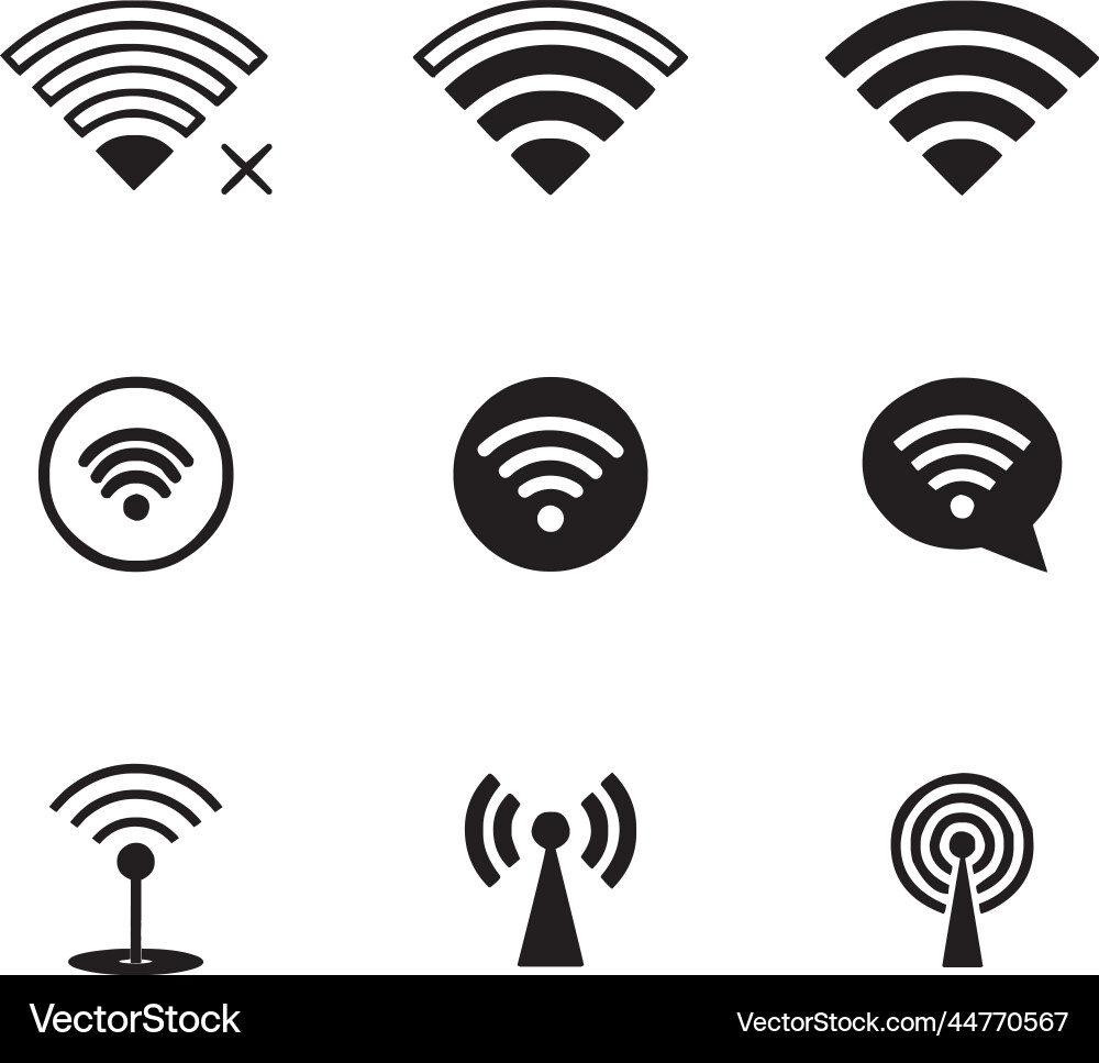 Set wireless and wifi icon Royalty Free Vector Image