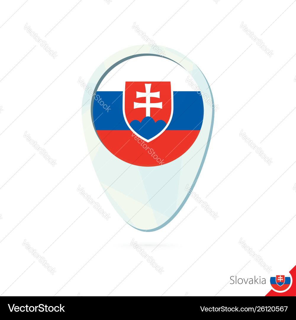 Slovakia flag location map pin icon on white Vector Image