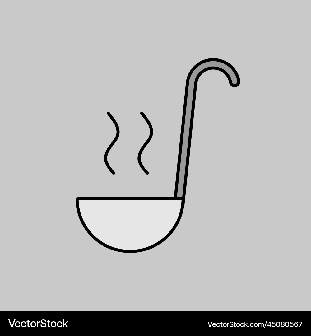 Soup ladle grayscale icon kitchen appliance Vector Image
