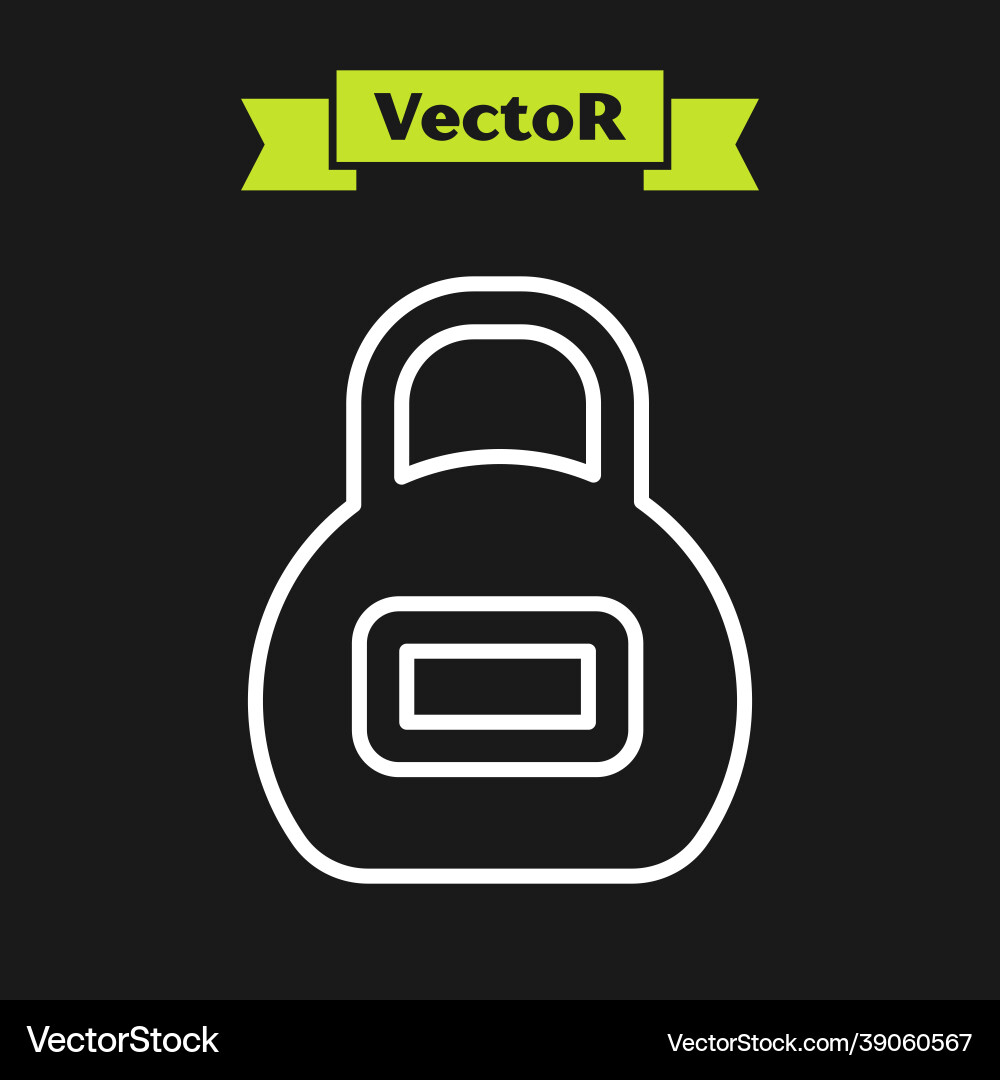 White line kettlebell icon isolated on black Vector Image