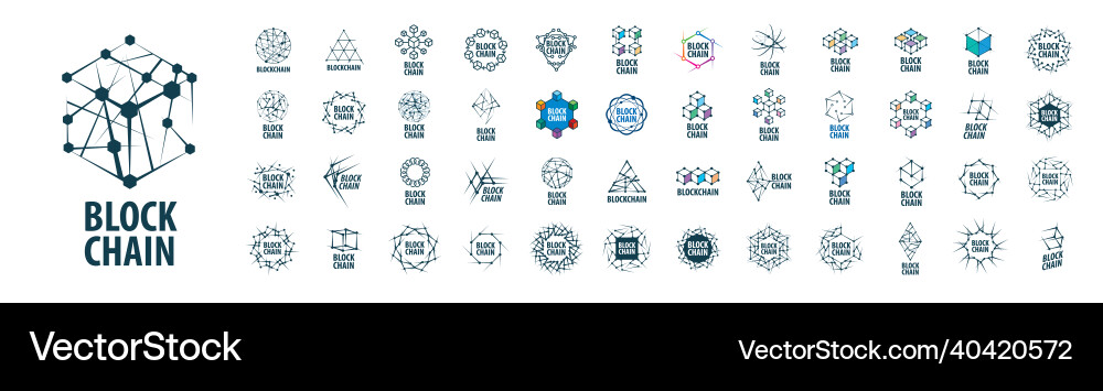A set of blockchain logos on white Royalty Free Vector Image