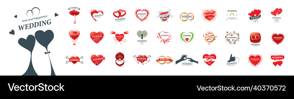 A set of wedding logos on white Royalty Free Vector Image