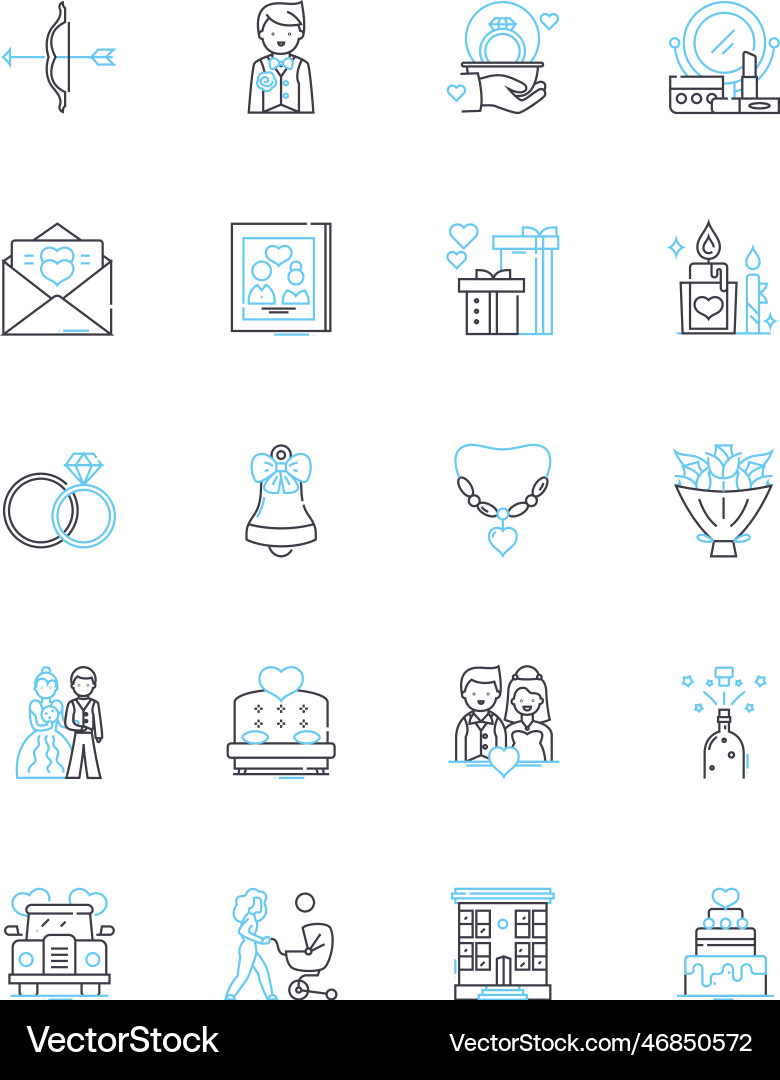 Bridal event linear icons set wedding bride Vector Image