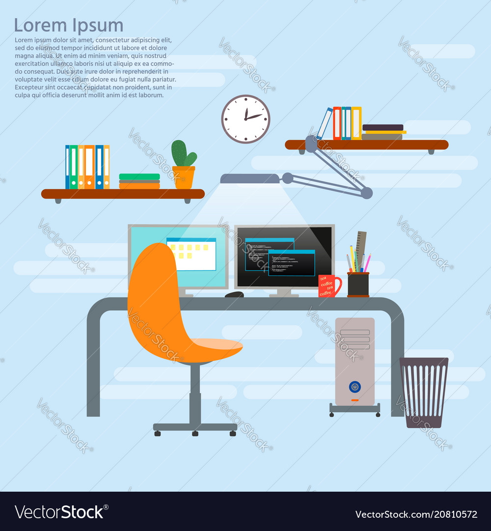 Concept for programmer working place Royalty Free Vector