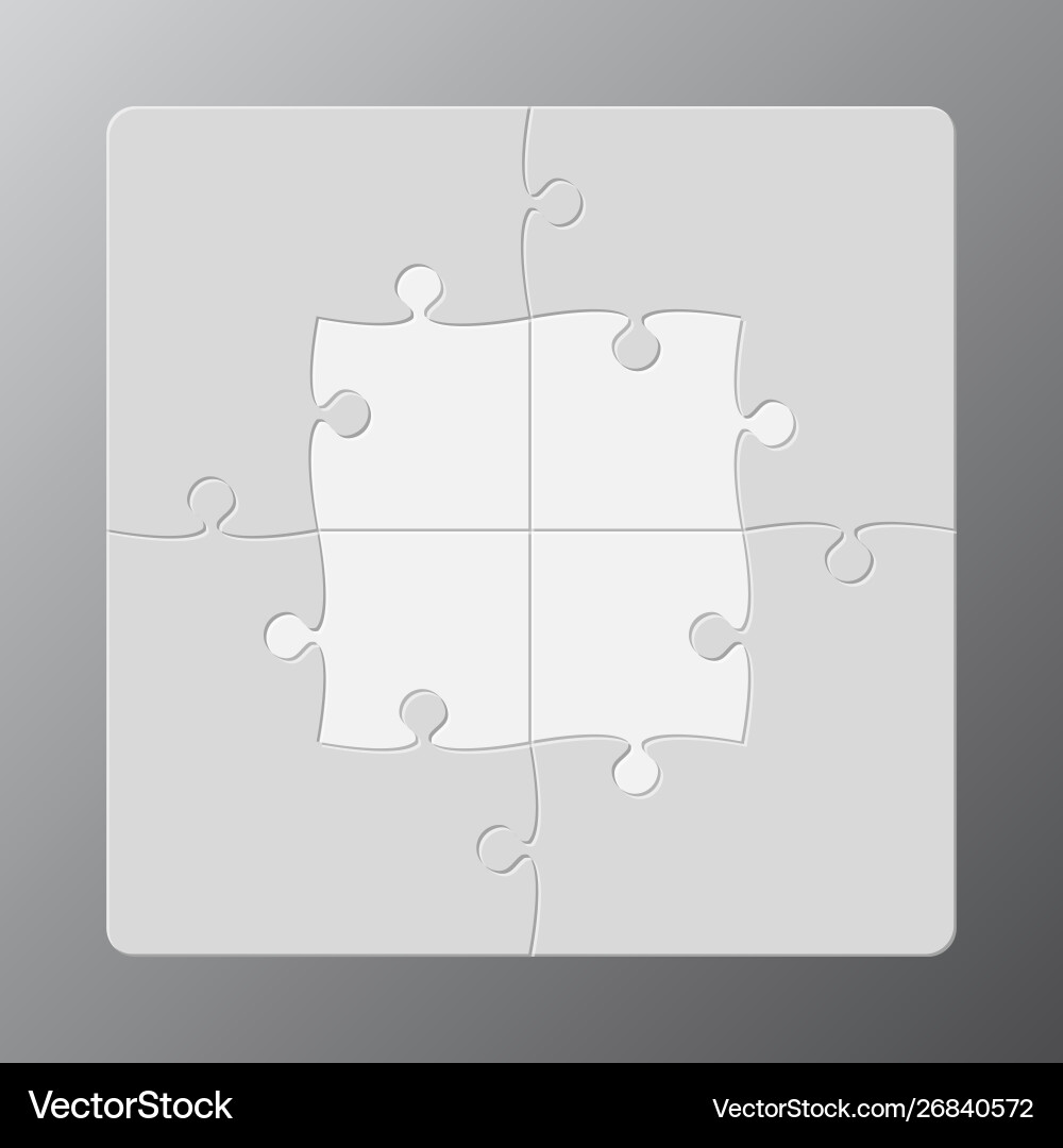 Four pieces jigsaw puzzle squares info graphic Vector Image