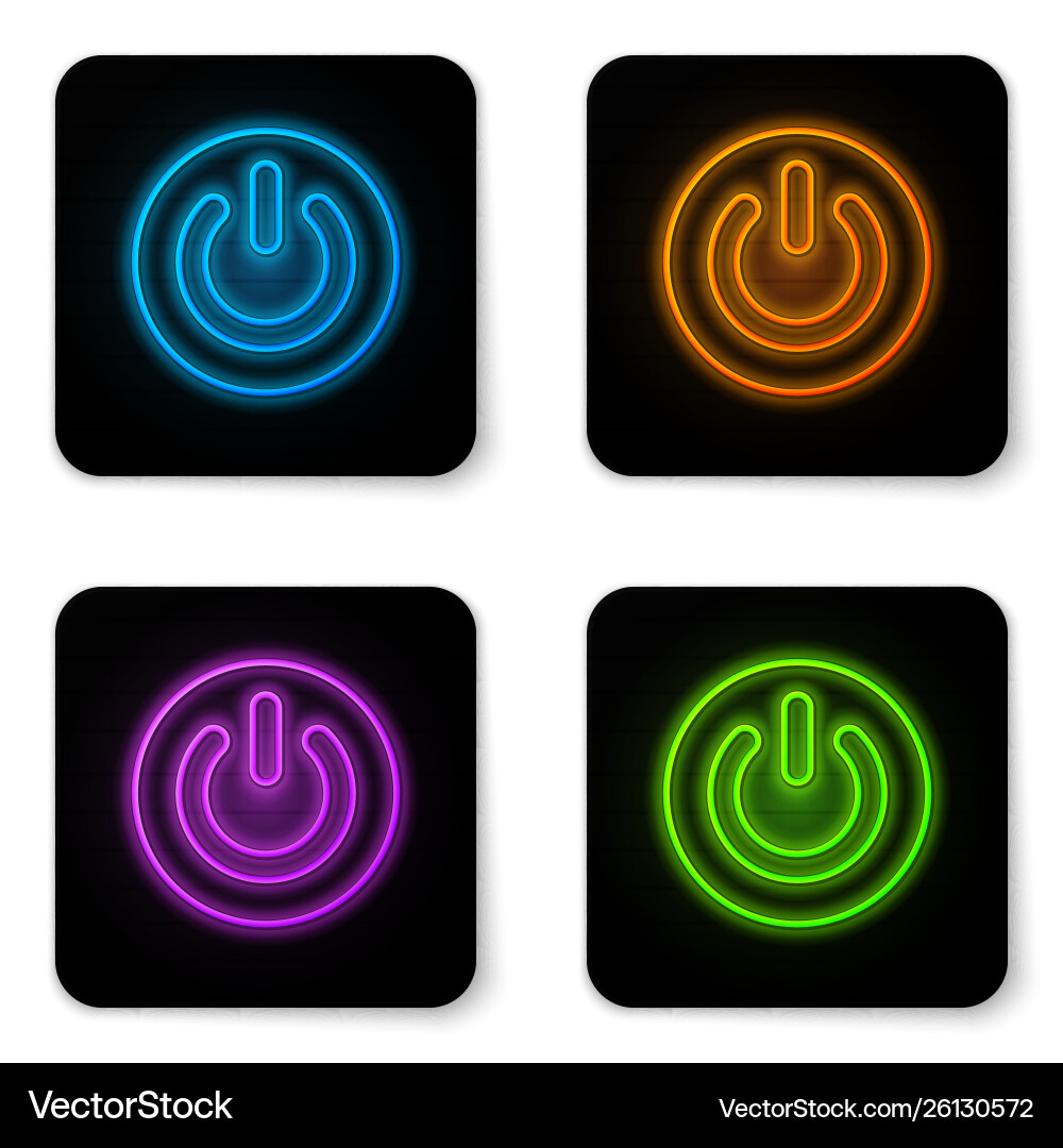 Glowing neon power button icon isolated on white Vector Image