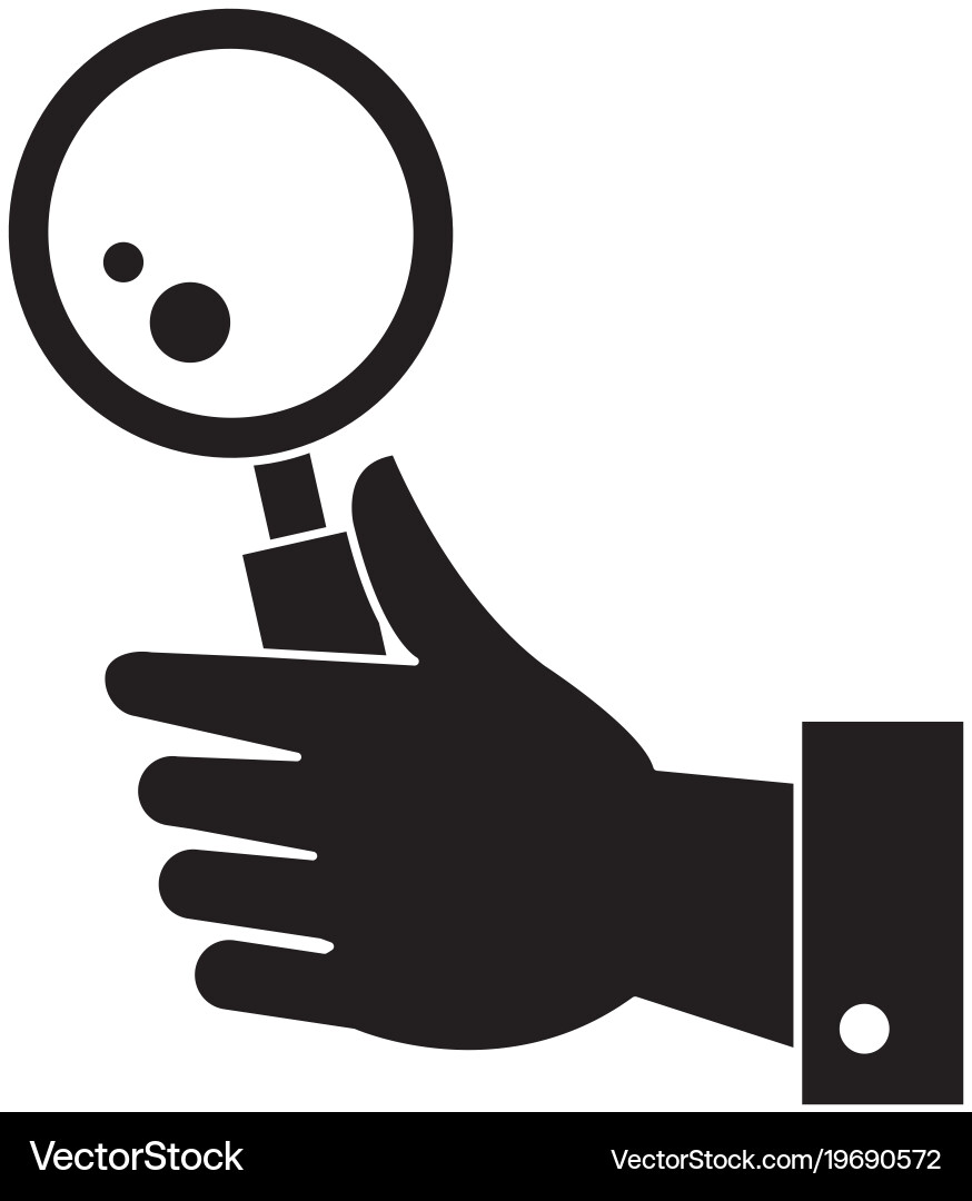 Hand with magnifying glass isolated icon Vector Image