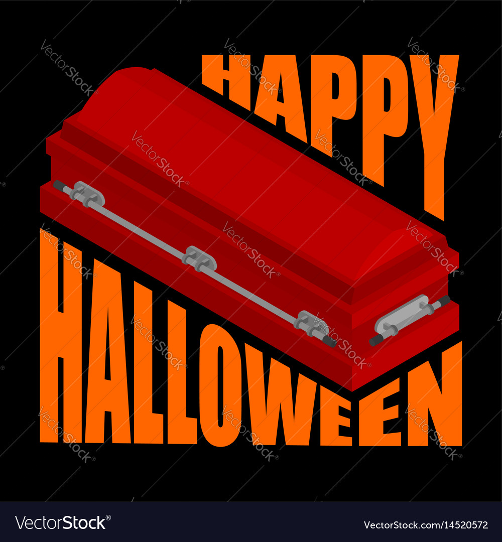 Happy halloween coffin and typography Royalty Free Vector