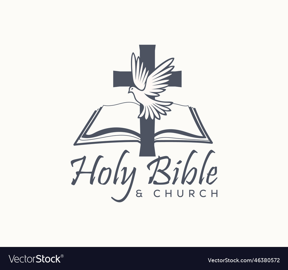 Holy bible and church logo with a cross Royalty Free Vector Holy bible and church logo with a cross Royalty Free Vector