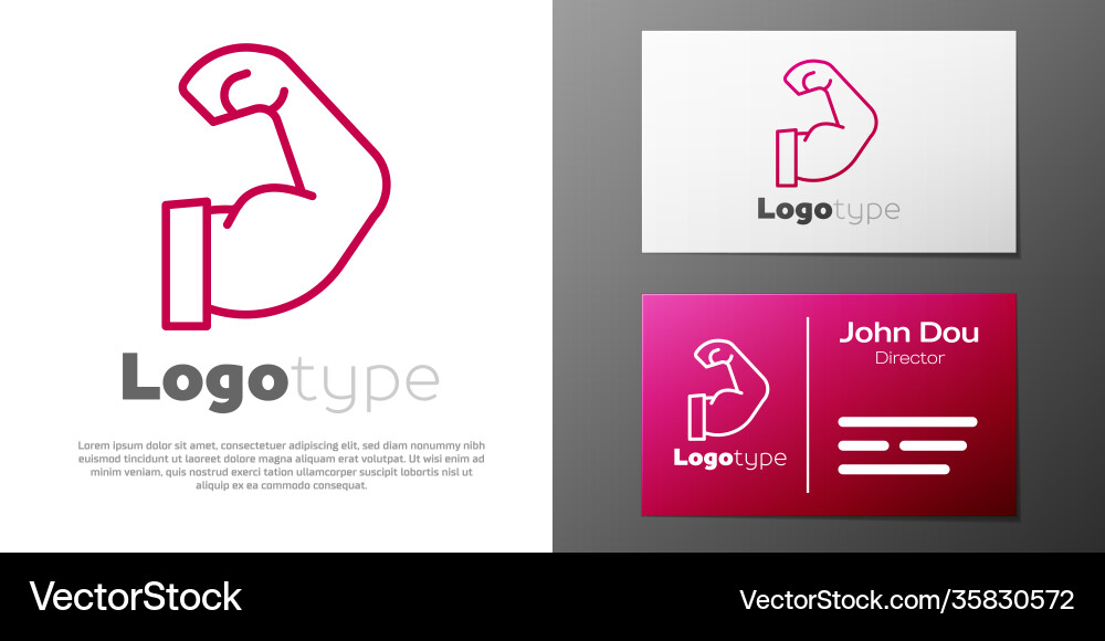 Logotype line bodybuilder showing his muscles icon