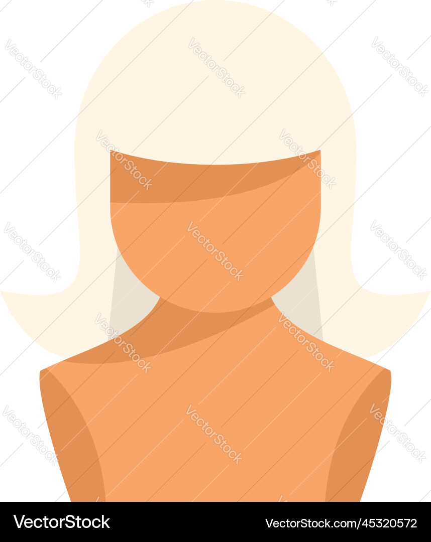Long wig icon flat head fashion Royalty Free Vector Image