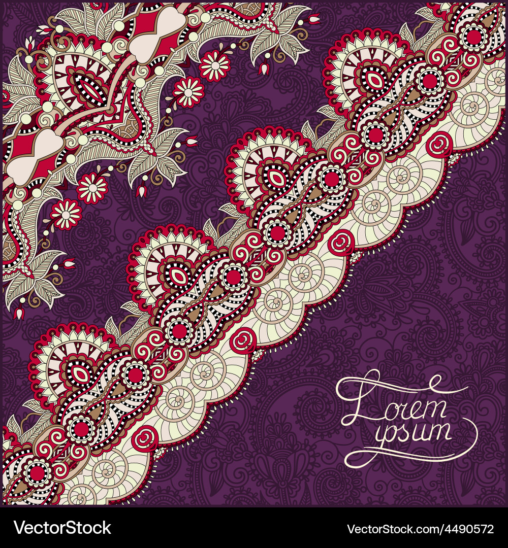 Ornamental background with flower ribbon Vector Image