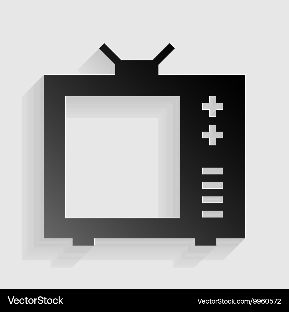 Tv sign black paper with shadow Royalty Free Vector Image