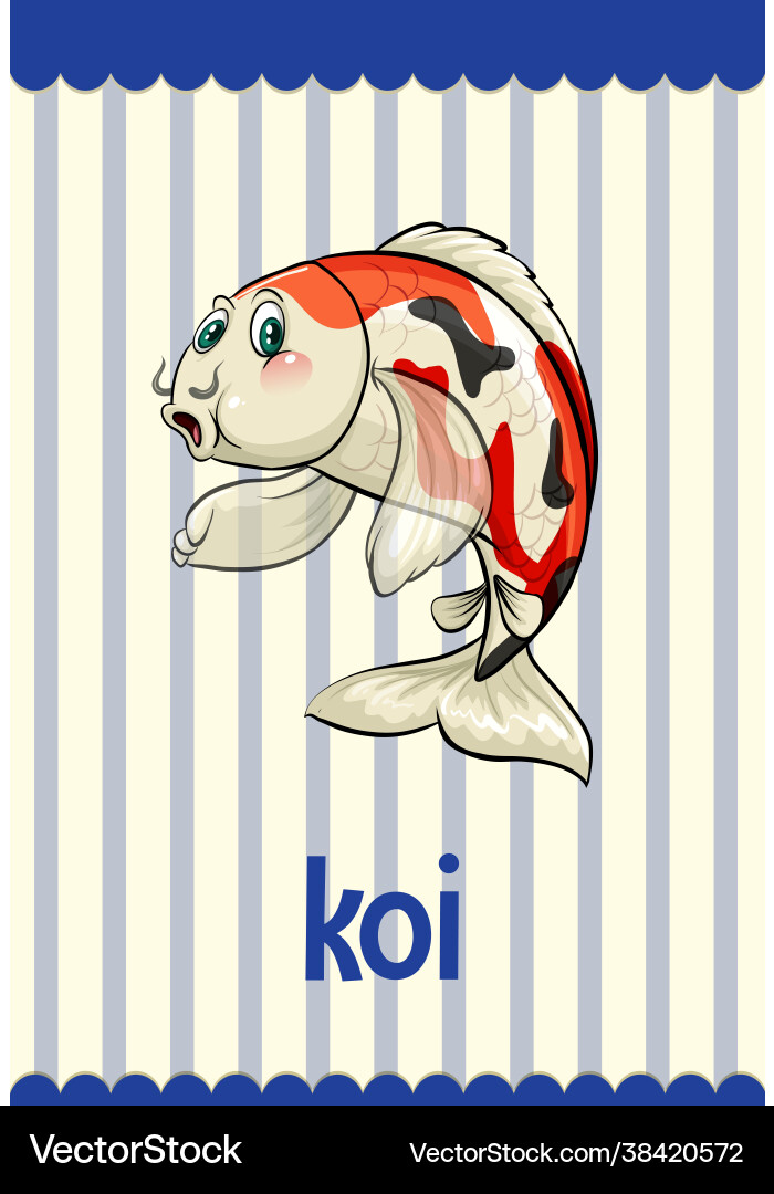 Vocabulary flashcard with word koi Royalty Free Vector Image