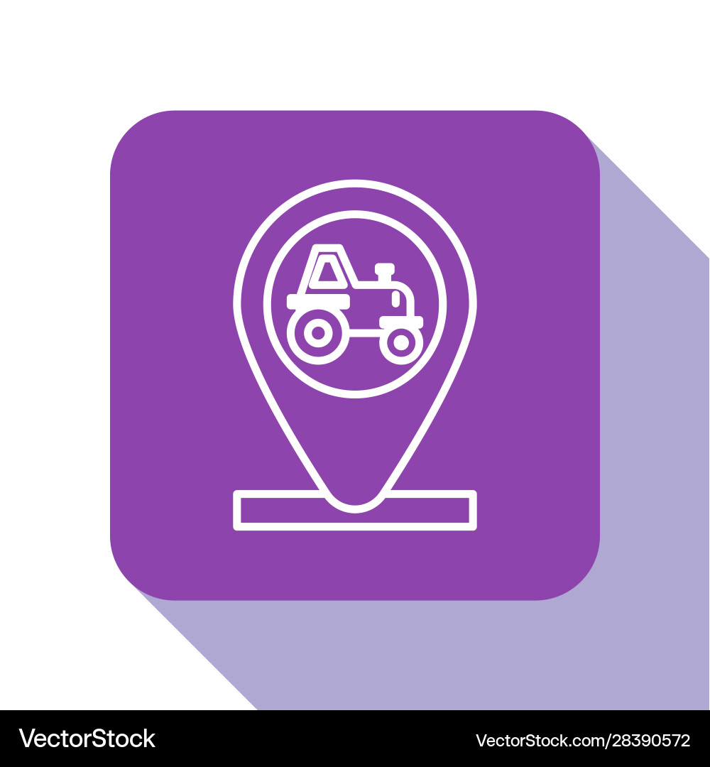 White line tractor and location icon isolated Vector Image
