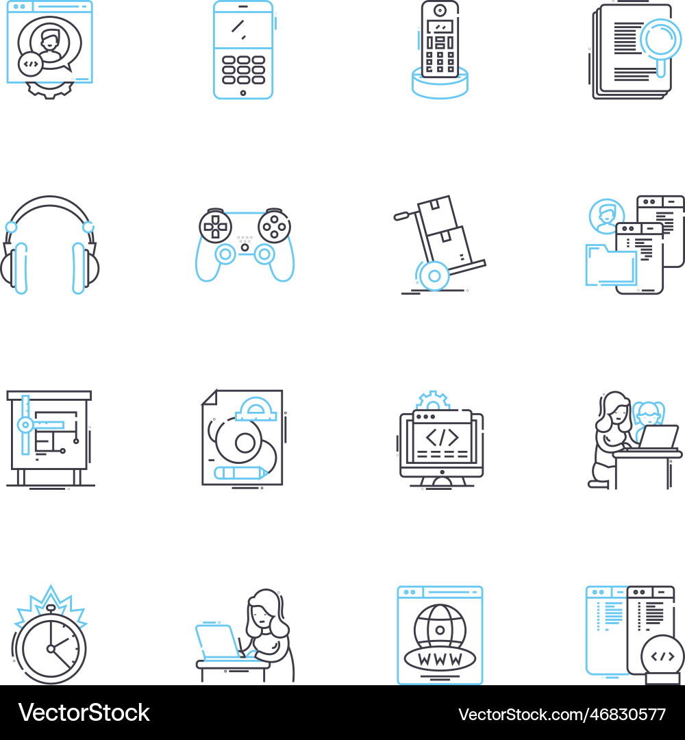 Apparatus linear icons set gadget equipment Vector Image