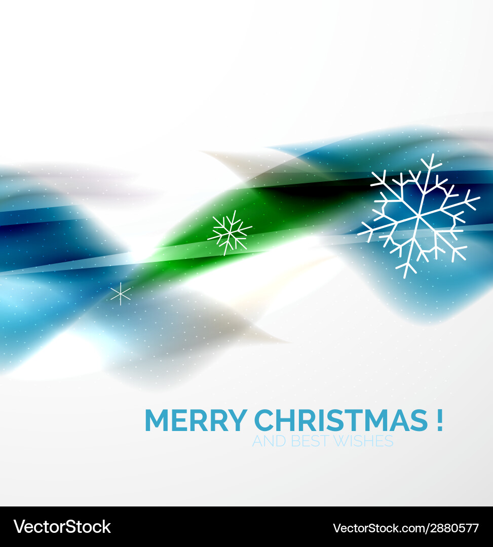 Blue christmas blurred waves and snowflakes Vector Image