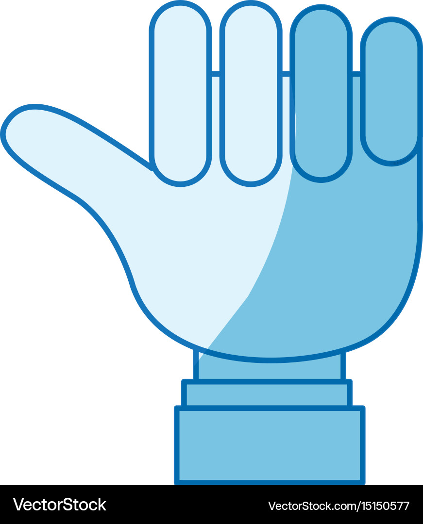 Blue color shading silhouette hand closed Vector Image