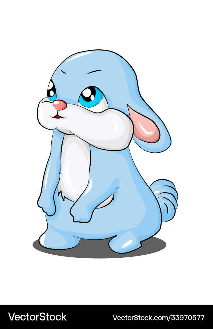 Blue simple rabbit cartoon design animal Vector Image