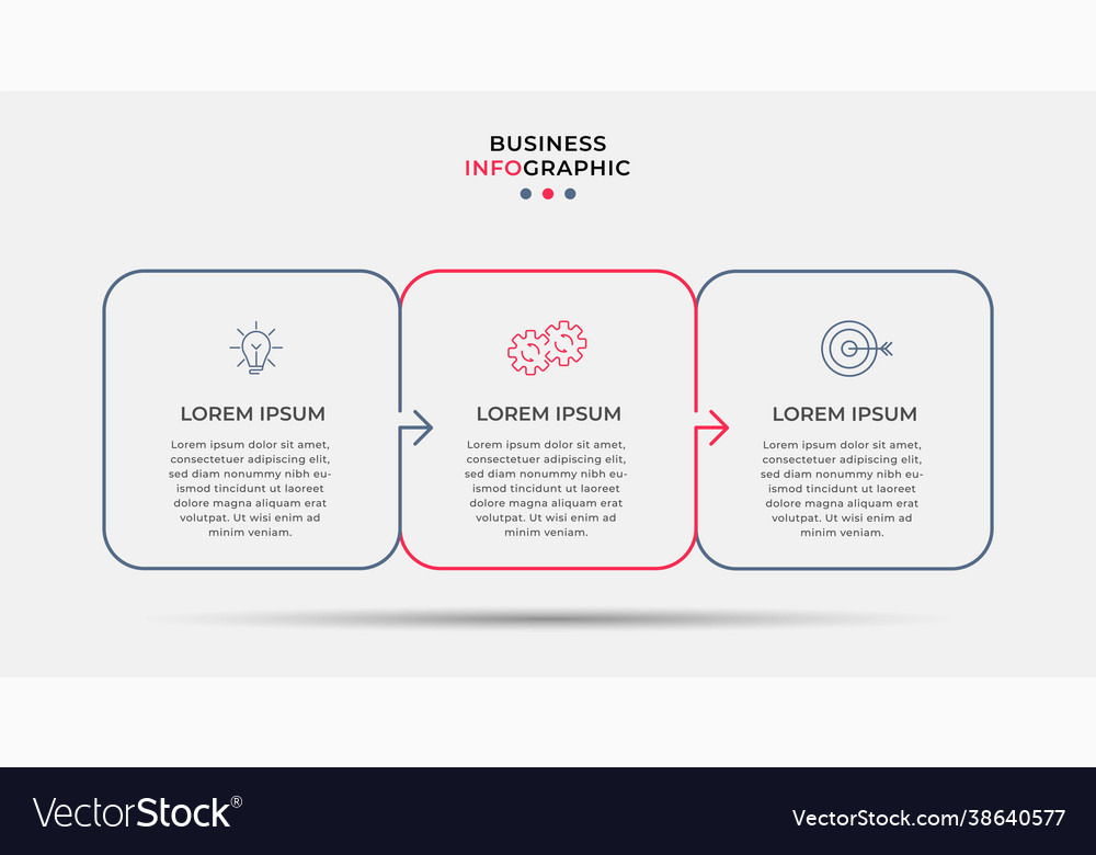 Business infographics presentation with 3 steps Vector Image