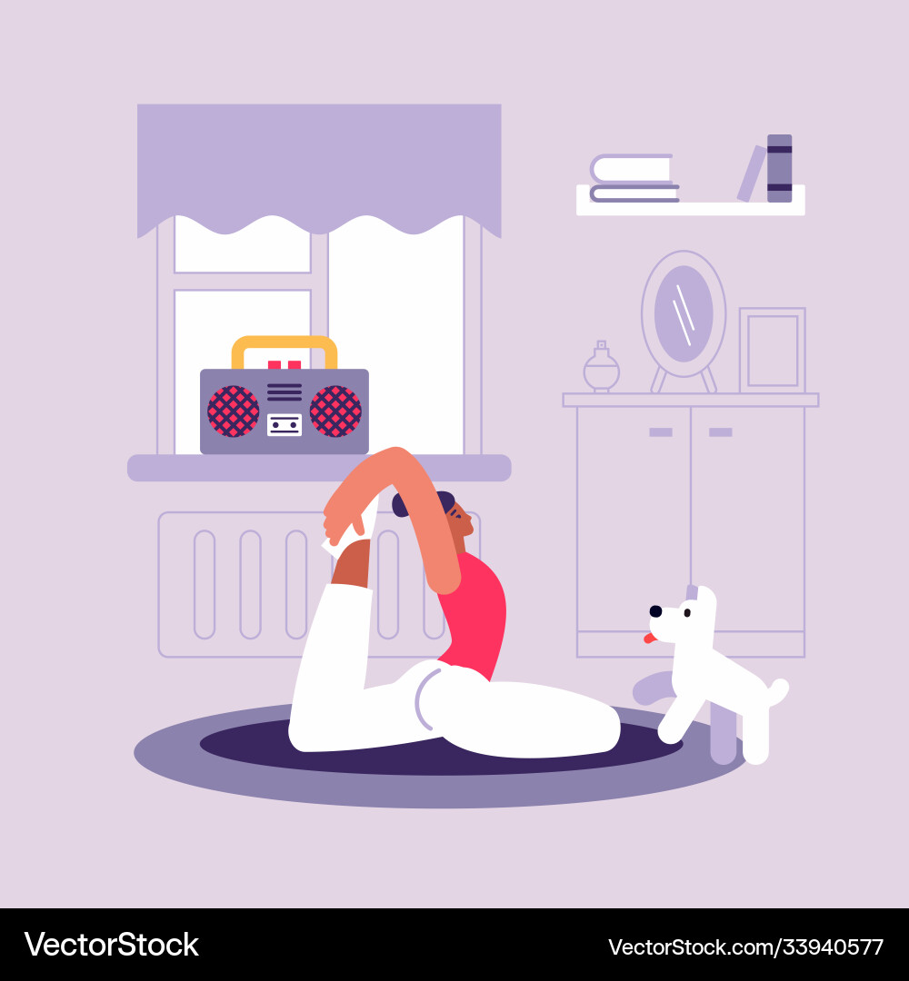 Cartoon character flexible woman practicing Vector Image