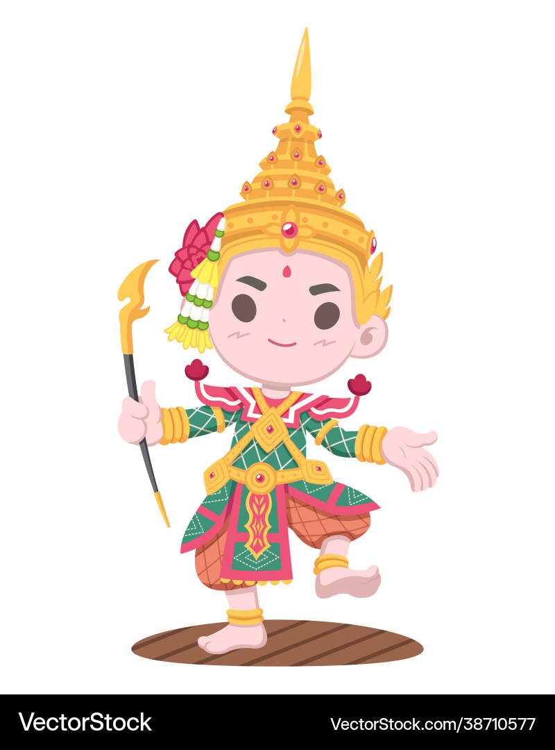 Cute style thai khon performer cartoon Royalty Free Vector
