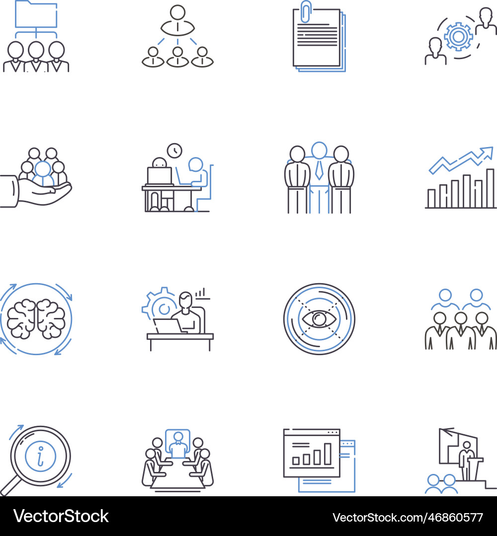 Finance committee line icons collection oversight Vector Image
