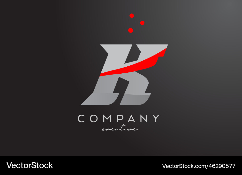Grey red dots k alphabet bold letter logo Vector Image